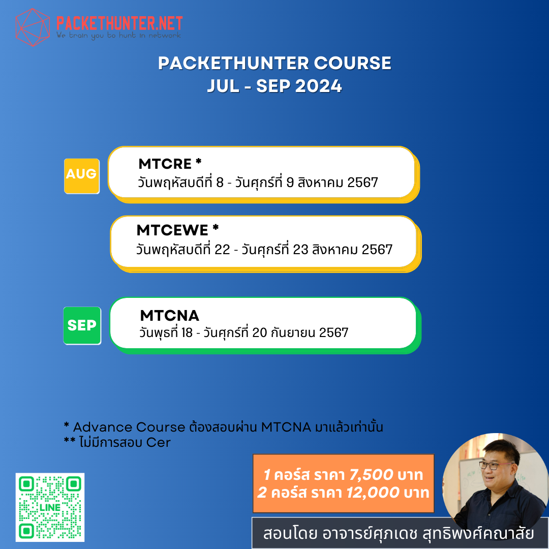 ตารางเรียน PacketHunter 2024 - PacketHunter.net